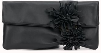 Jimmy Choo London Womens Leather Clutch Zandra Black Lambskin Bags