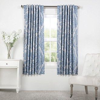 Half Price Drapes BOCH-KC16072-63 Verdunklungsvorhang (1 Panel), 50 x 63 cm, Tea Time China Blue