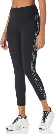 DKNY 7/8-Kompressions-Leggings mit hoher Taille für Damen mit Logo-Tape, Schwarz/Schwarz, S