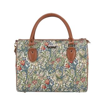 SIGNARE Gobelin-Reisetasche, &Uuml;bernachtungstasche, Wochenendtasche f&uuml;r Damen, mit Gartenblumen und Kreaturen (Goldene Lilie)