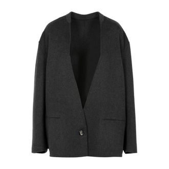 Philosophy di Lorenzo Serafini Anthrazit Pl&uuml;schstoff Mantel - - Jackets - Damen - Grau - M