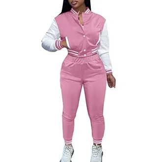 Generic V&ecirc;tements de sport 2 pi&egrave;ces pour femme - Tenue deux pi&egrave;ces &agrave; manches longues et col rond - Haut et pantalon long - Ensemble de d&eacute;tente 2 pi&egrave;ces en vel
