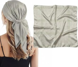 Generic Bandana gris &agrave; carreaux en soie pour dormir, &eacute;charpe carr&eacute;e, accessoires pirates, Gris/carreaux, 24 &times; 24 inch