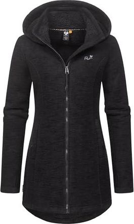 Ragwear YOUMODO Veste en tricot doux pour femme avec doublure en fourrure et capuche Veste longue mi-saison Leysha Melange YOUMODO XS à 6XL, Noir, S
