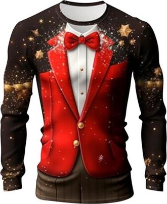 Generic Chemises de No&euml;l pour homme avec boutons - Imprim&eacute; P&egrave;re No&euml;l - Hauts de vacances, Noir, 5XL