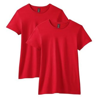 Gildan Softstyle Cotton T-Shirt, Style G64000l, Multipack, Rouge (Lot de 2), Femme