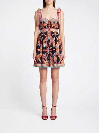 Dolce & Gabbana Mini-robe bustier en coton avec imprim&eacute; Carretto siciliano
