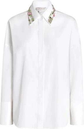Genny Femme, Blouses et Chemises, Blanc, Taille: 34 FR Embellished Collar Shirt