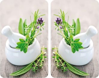 WENKO Herdabdeckplatte Universal Kr&auml;utergarten, 2er Set Herdabdeckung f&uuml;r alle Herdarten, Geh&auml;rtetes Glas, 30 x 52 cm, Mehrfarbig