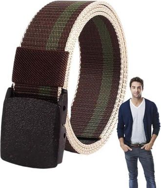 Generic Ceintures sans trous pour homme, ceinture avec boucle en nylon | Ceinture de travail en nylon r&eacute;glable de 49 pouces | Ceinture &eacute;lastique coulissante s