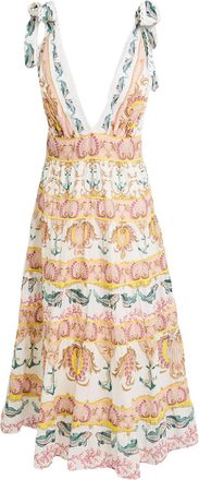 Farm Rio MARITIME MAGIC OFF-WHITE MIDI DRESS