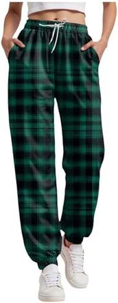 Generic Pantalon de jogging ample taille haute avec poches, cordon de serrage élastique et jambes larges pour gym, entraînement, course à pied et fêtes de Noë