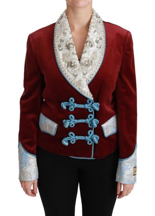 Dolce & Gabbana Veste blazer en velours rouge et cristal baroque pour femme
