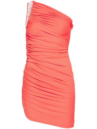DAVID KOMA Drapiertes Minikleid mit Kristallen - Orange