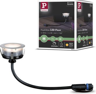 Paulmann Leuchten Paulmann 93953 Outdoor Plug & Shine Floor Eco IP65 3000K 1W 24V 70mm Edelstahl/Kun