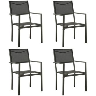 vidaXL Vidaxl - Chaises de jardin lot de 4 Textilène et acier Noir anthracite