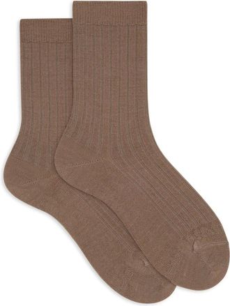 Gallo Gallo, Femme, Sous-v&ecirc;tements, Beige, Taille: ONE Size Chaussettes courtes c&ocirc;tel&eacute;es en laine