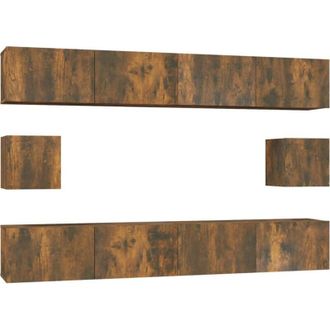 vidaXL The Living Store 6-tlg. TV-Schrank-Set R&auml;uchereiche Holzwerkstoff - TV-Schrank - Fernsehtisch - Regal - Wohnzimmer Deko - Holzm&ouml;bel