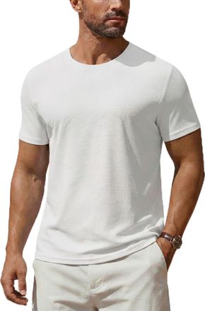 Coofandy Sport T-Shirts Herren Funktionsshirt Kurzarm Sommer Laufshirt Retro Kariertes Gym Tshirt Fitness Trainingsshirt Wei&szlig; L
