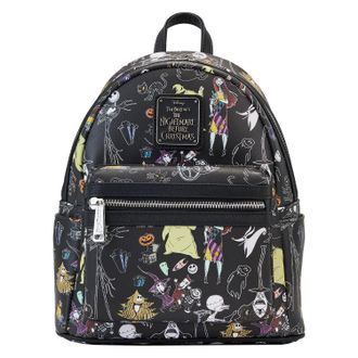 Loungefly x Nightmare Before Christmas Womens Allover-Print Character Mini Backpack