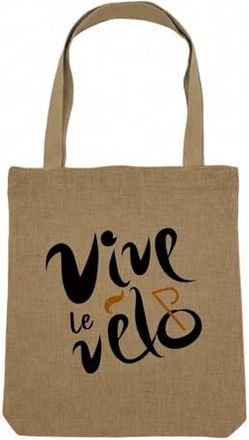Fabulous Sac Shopping Tote Bag Aspect Lin - Vive le V&eacute;lo France Cyclisme Tour Course Route - Sac de Courses Toile Epaisse 360g Beige Naturel Cabas Port&eacute; Epaule