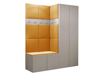 Mirjan24 Garderoben-Set Monati III, 2X Schuhschrank + Kleiderhakenbrett + Kleiderschrank Gepolstertes Paneel/Wandpaneel Kleiderhaken Flurgarderobe Wandgarderob