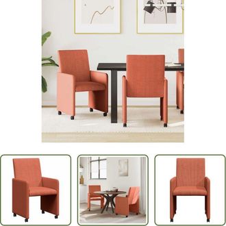 vidaXL vidaXL Cordstoffstuhl - Esszimmerst&uuml;hle mit Rollen 2 pcs Rot orange 57 x 66 x 94 cm