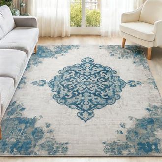 Generic Style Art D&eacute;co textur&eacute; Vintage Tapis en Flanelle 160 x 230 cm - Lavable et antid&eacute;rapant, &agrave; Poils Courts, id&eacute;al pour Le Salon la Chambre Le Couloir et 