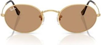 Ray-Ban RB3547 Lunettes de soleil ovales Doré/marron 51 mm, Doré/marron, 51 mm