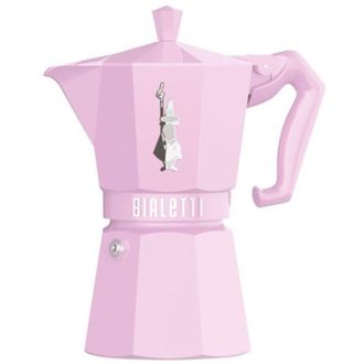 Bialetti Cafeti&egrave;re italienne 6 tasses en aluminium rose pastel - Syst&egrave;me anti-gouttes - Fabrication italienne - Compatible tous feux sauf induction - Bialetti
