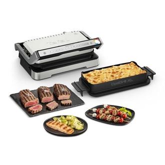 T-fal OptiGrill 4in1 XL Kontaktgrill mit Backschale, Aufklappbar, Tischgrill, 12 Programme, Garstufenanzeige, Elektrogrill, Backofen, GC784D10