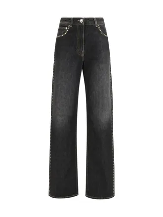 Versace Womens Jeans Straight Black Cotton Trousers