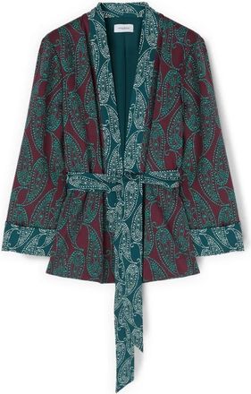 Motivi Femme, Vestes, Vert, Taille: 34 FR Veste Non Structur&eacute;e en Satin &agrave; Imprim&eacute; Cachemire