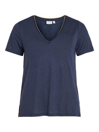 Vila Damen Vinoel Lurex S/S Top - Noos, Total Eclipse, XS