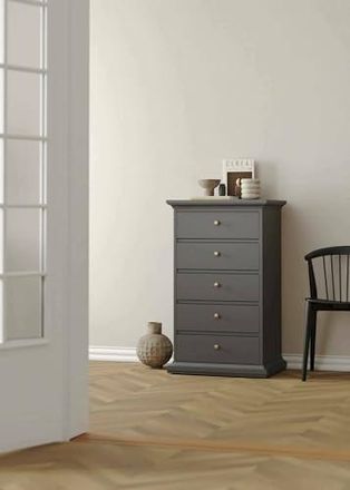 Dmora Kommode Clementine, Mehrzweckkommode, Schlafzimmerkommode, Schrank mit Schubladen, 63x49 h105 cm, Grau