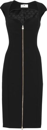 Elisabetta Franchi Femme, Robes, Noir, Taille: 36 FR Robe en cr&ecirc;pe stretch double &eacute;paisseur