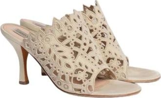 Alberta Ferretti Femme, Chaussures, Beige, Taille: 38 EU Mules avec broderie anglaise