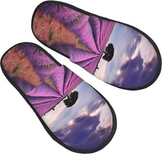 Generic Chaussons Champs De Lavande Lavables Pantoufles Anti Odeur Chaussons Maison Pour De Camping DIntérieur Hiver M