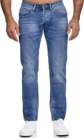 Elara Herren Jeans Denim Slim Fit Hose Chunkyrayan EL368D1 Blau-33W / 30L