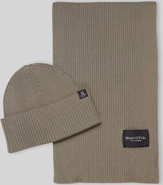 Marc O'Polo Schal mit Label-Patch im 2-teiligen Set