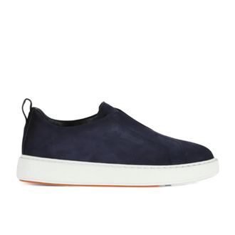 Santoni Homme, Chaussures, Bleu, Taille: 41 1/2 EU Baskets Slip-On en daim
