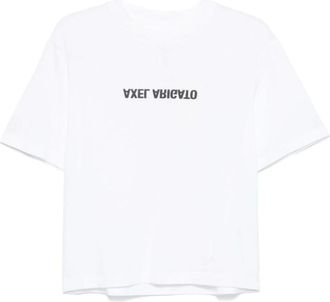 Axel Arigato Femme, Tops, Blanc, Taille: 36 FR T-shirt Blanc Col Rond avec Logo Imprim&eacute;