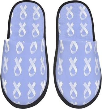 Generic Chaussons Femme Homme Ruban Élégant Imprimé Blanc Chaussons DIntérieur Automne Hiver Confort Pantoufle Homme, Pour Fête, Femmes, Hommes, L