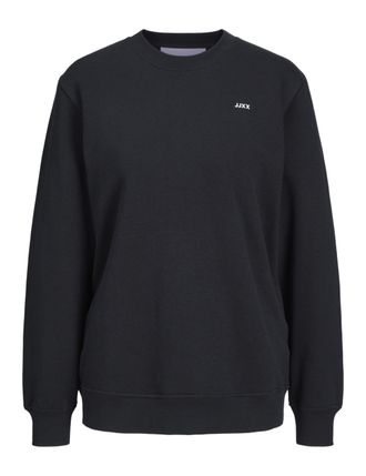 Jack & Jones JJXX Damen Sweatshirt JXABBIE Every Crew - Relaxed Fit XS S M L XL XXL Cotton, Größe:XS, Farbe:Black White JJXX Logo 12223962