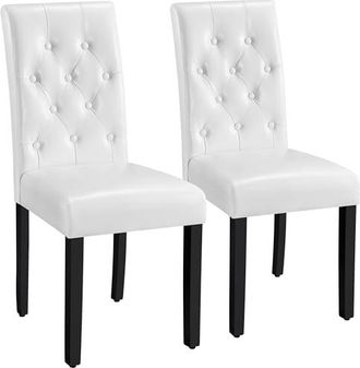 Yaheetech Lot de 2 Chaises de Salle à Manger en Similicuir PVC Chaise de Cuisine Assise Rembourrée avec Dossier Confortable Chaises de Chambre Moderne en Bois M