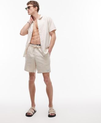 Rhythm Klassische Jam-Shorts aus Leinen in Creme-Wei&szlig;