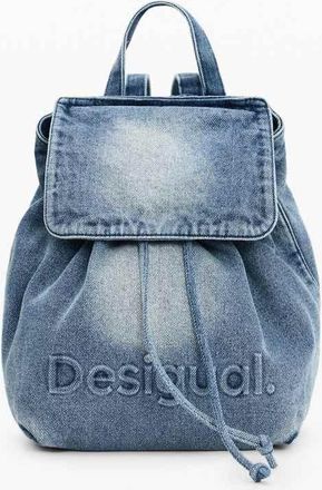Desigual Petit sac &agrave; dos en jean avec charms - Bleu