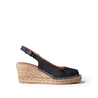 Toni Pons Damen Espadrille aus Leder - CROACIA - Schwarz, 39 EU