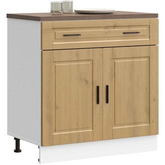vidaXL Vidaxl - Armoire de cuisine Porto ch&ecirc;ne artisanal en bois ding&eacute;nierie - Dimensions 80 x 46 x 81,5 cm - Capacit&eacute; de charge 70 kg - Pieds r&eacute;glables