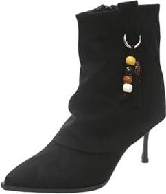 Generic Bottes pliables &agrave; bout pointu pour femme - Style d&eacute;contract&eacute; - Couleur unie - Fermeture &eacute;clair lat&eacute;rale - Talon chaton - Bottines larges pour le trava